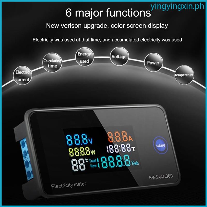 YIN Compact AC Current Voltage Amperage Power Energy Panel Meter LCD Digital Display Ammeter ...