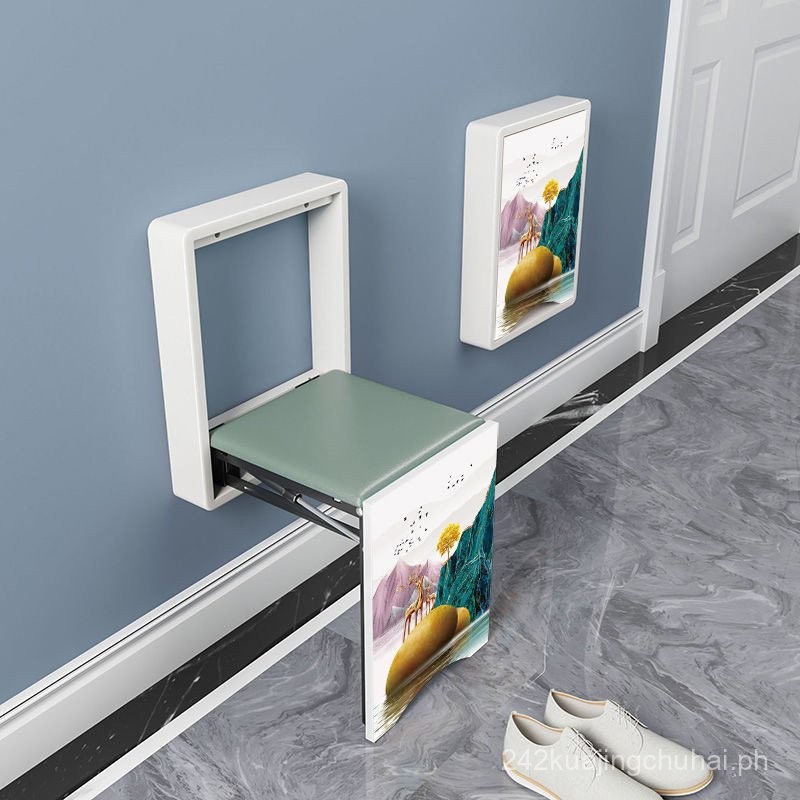 Invisible Folding Shoe Changing Stool Wall-Mounted Entryway Household ...