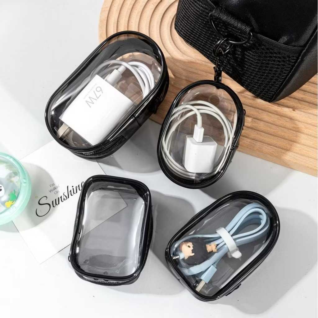 Portable Clear Cable Storage Bag With Locking Hook Charger Organizer ...