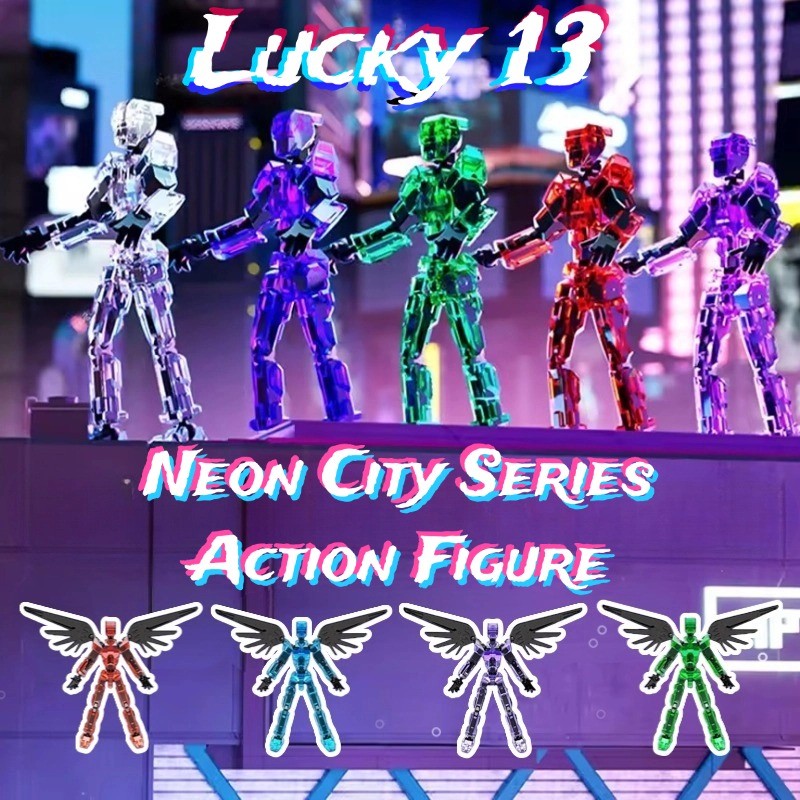 【New】Lucky 13 Action Figure 3D Printed Toys Neon City Series Dummy 13 ...