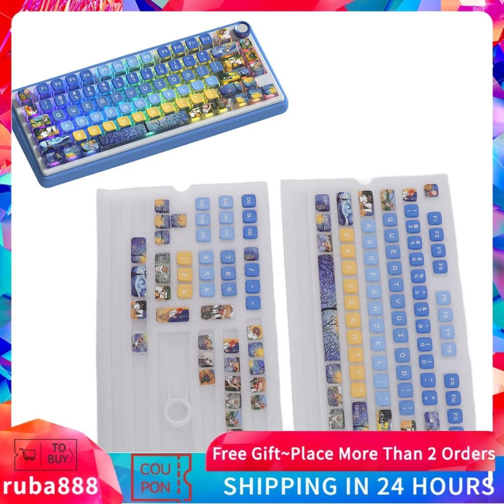 Ruba888 Keyboard Key Caps 122 Keys Keycaps Crystal Pudding Universal ...