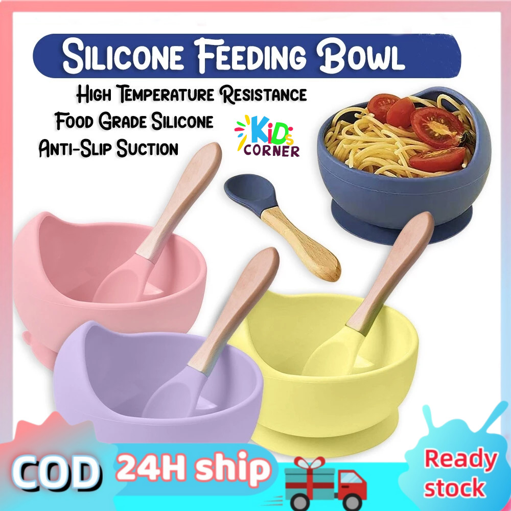 2pcs Baby Silicone Bowl Set Baby Eating Training Suction Cup Bowl Food ...