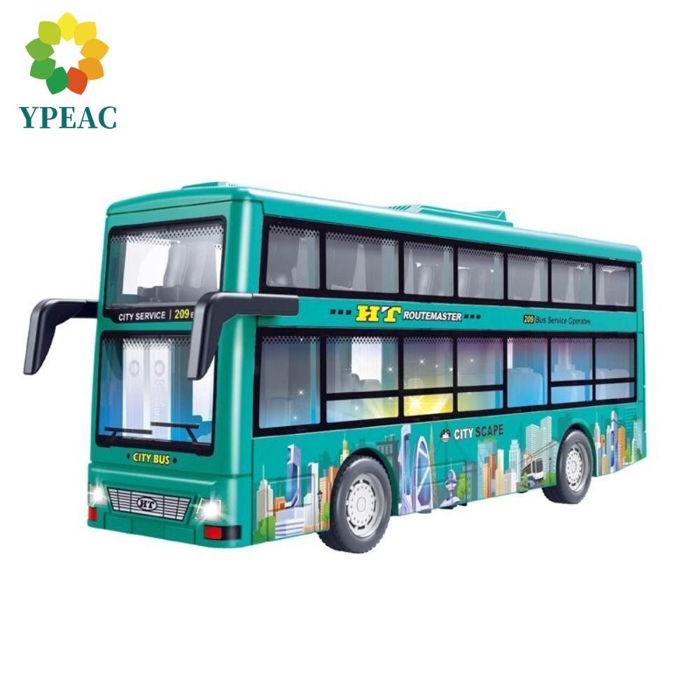 YPEAC Double Decker Bus Model, Light Music Open the Door Pull Back ...