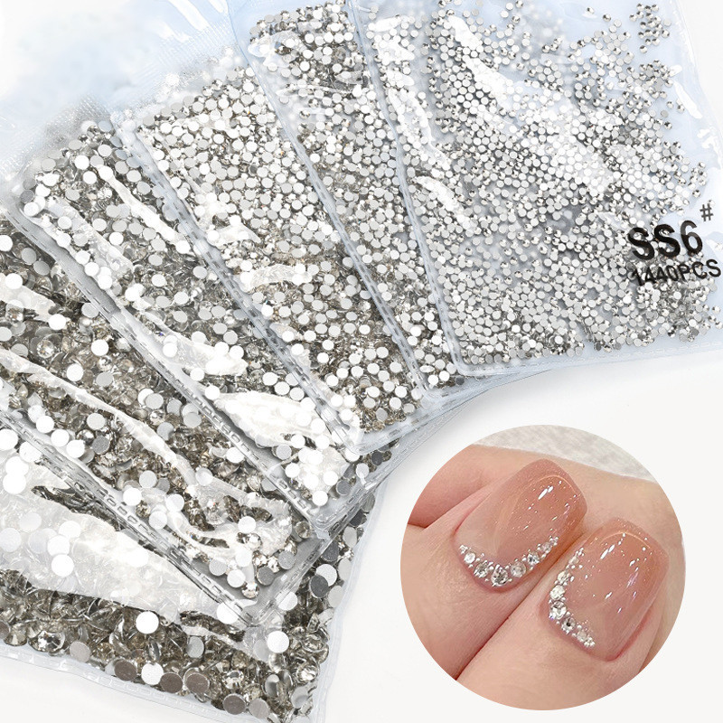 UR SUGAR 1440 pcs Mixed Size Flat Bottom Nail Rhinestone Sparkle Ice ...