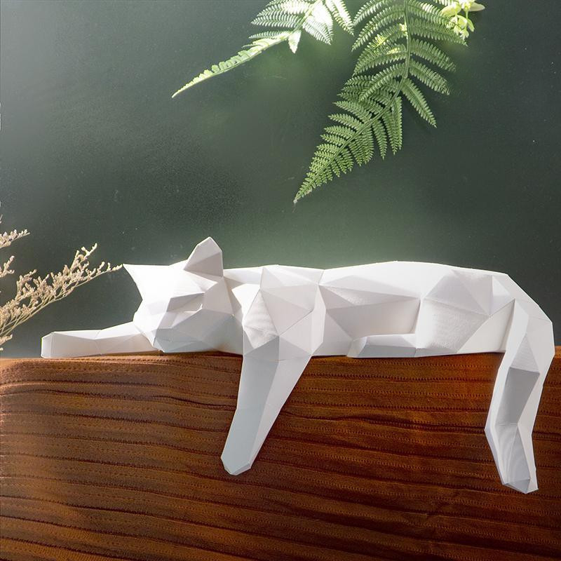 Cat Desktop Decor: Creative DIY Geometric Paper Model Kit | Shopee ...