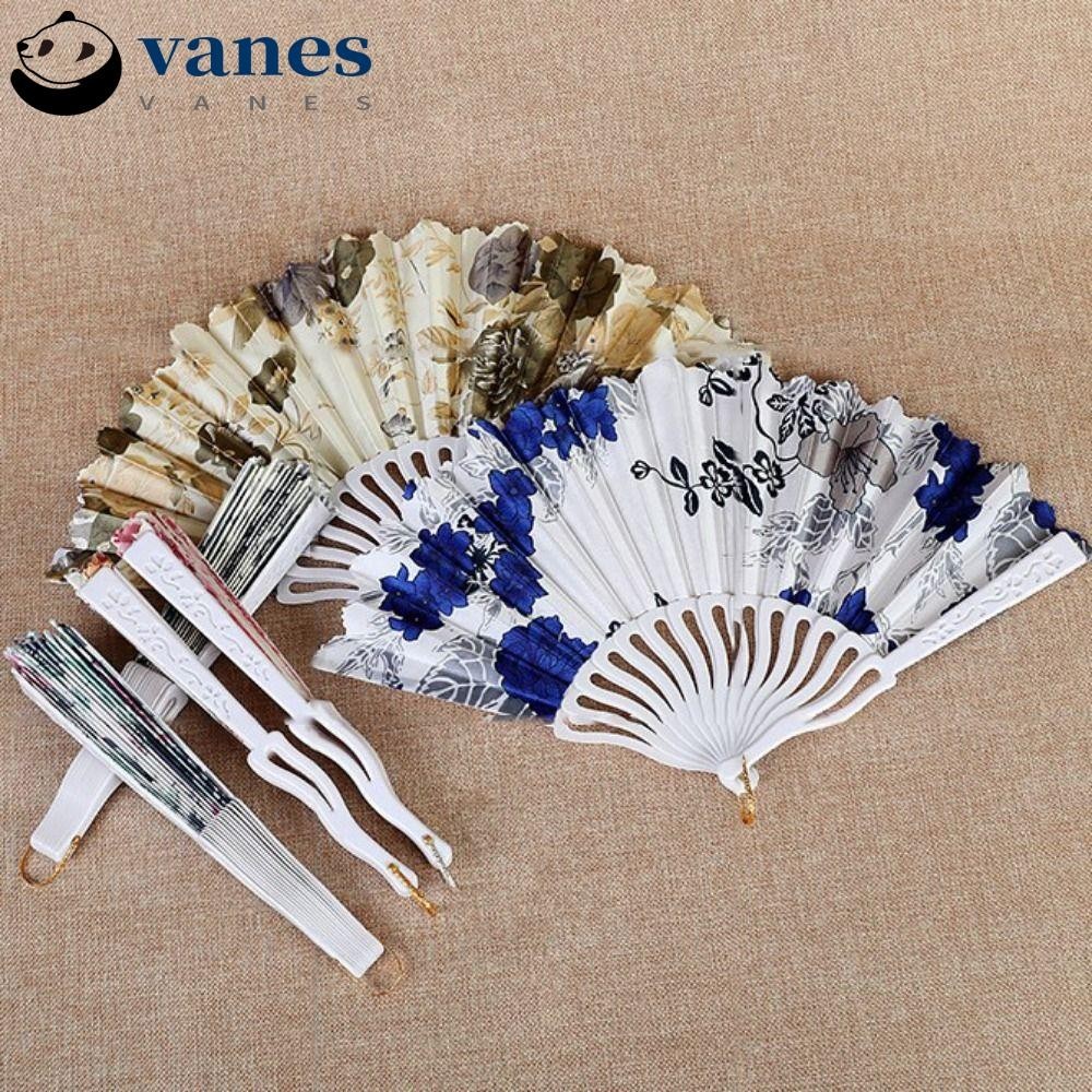 VANES Hand Held Flower Fan, Chinese Style Handmade Bamboo Folding Fan ...