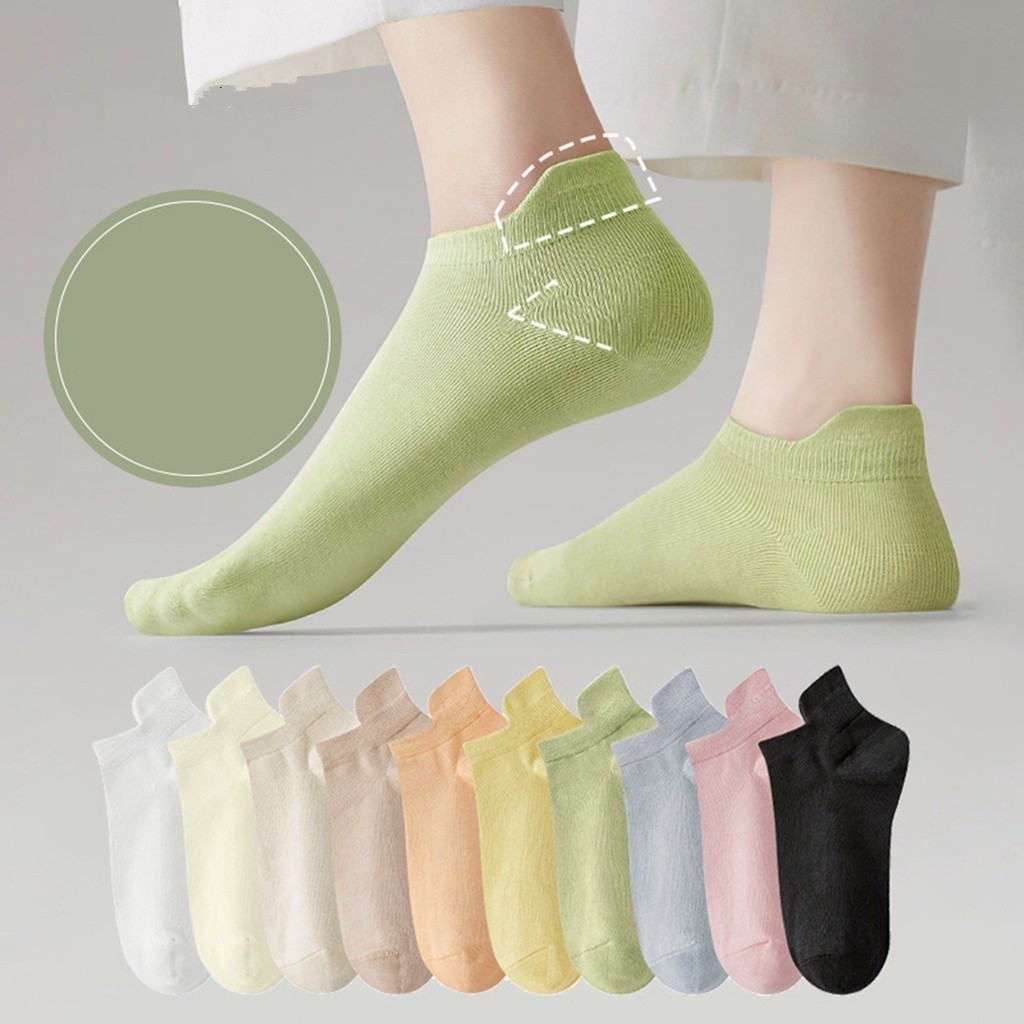 Boat Socks Solid Color Thin Short Socks Women Basic Socks | Shopee ...