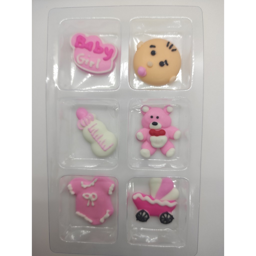 Infant Baby Girl Royal Icing 2D cake cupcake Topper edible Decorations ...