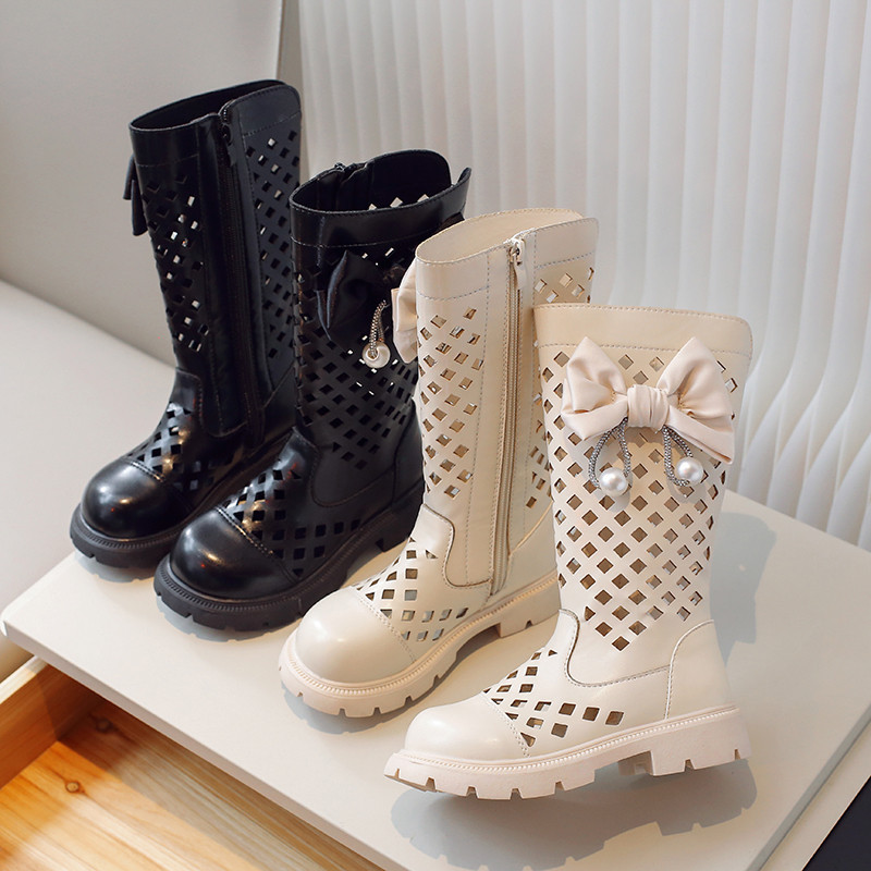 Children Chain High Boots Summer Girls Hollow Princess Boots with Bow ...