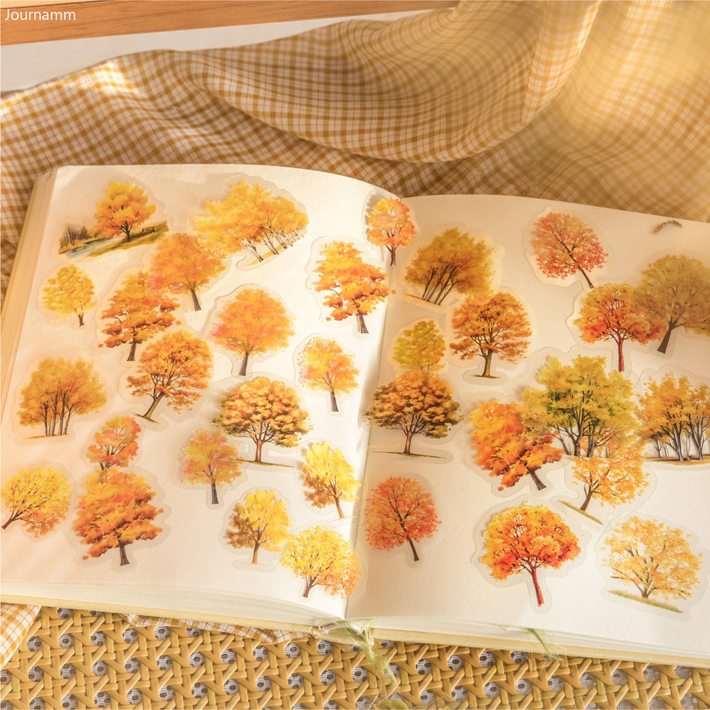 Journamm 40pcs/pack Nature Colorful Tree PET Stickers DIY Scrapbooking ...