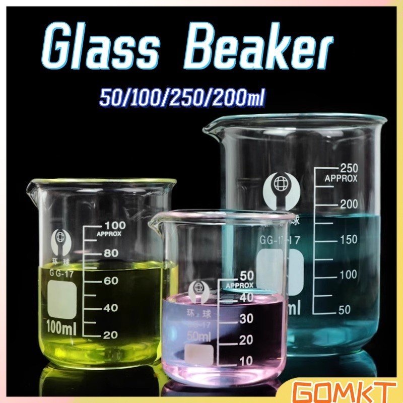 G.M. Glass Beaker 50/100/250/200ml Laboratory Measuring Cup Glassware ...