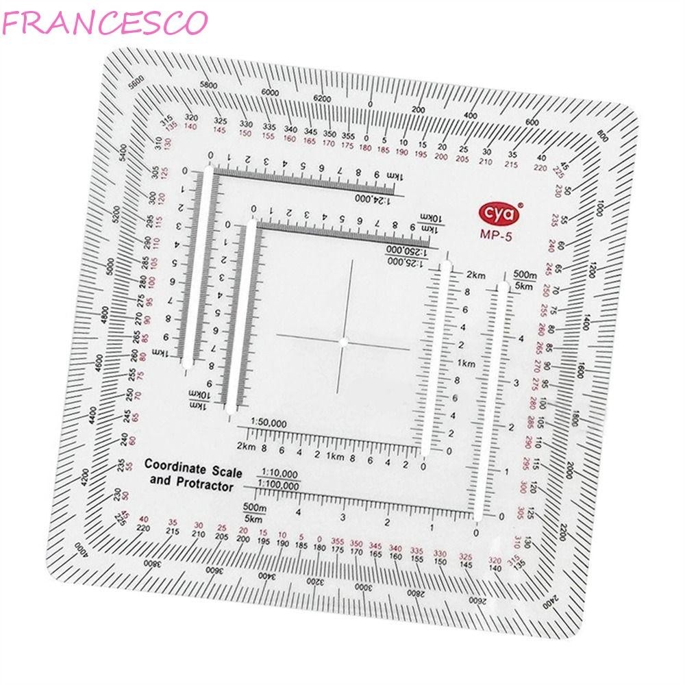 FRANCESCO Land Navigation Protractor for Camping Square Ruler ...