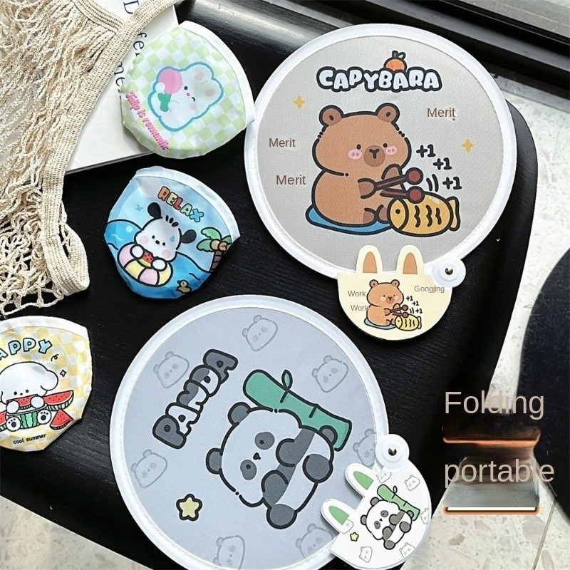 Cute Foldable Capybara Group Fan Cartoon Sanrio Kuromi Cinnamoroll ...