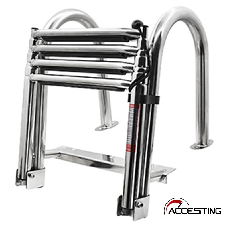 4 Steps Marine Boat Ladder Stainless Steel Folding Rear Entry ...