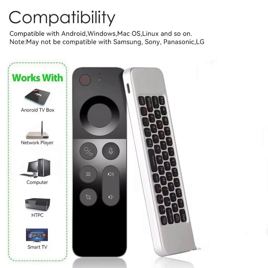 W3 Voice Air Mouse Remote Control 2.4G English Arabic Handheld Mini ...