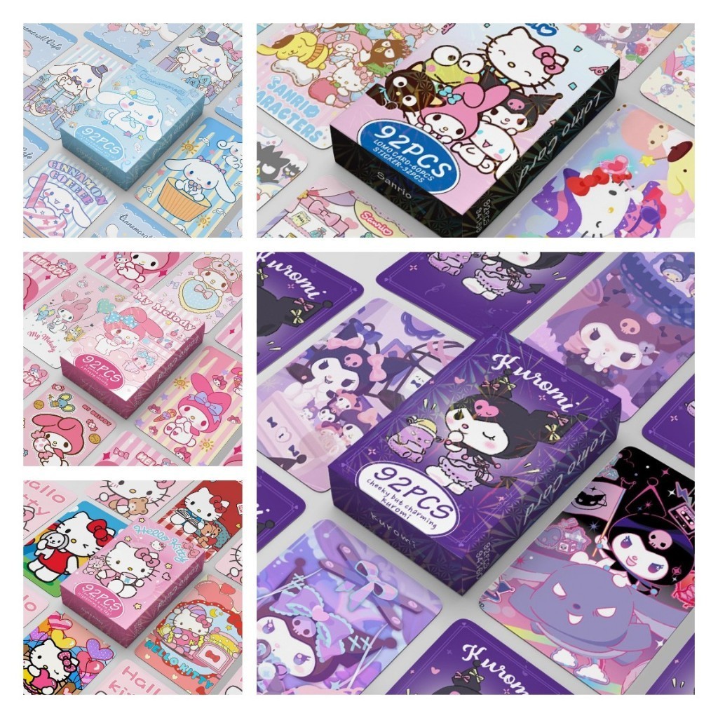 92PCS Kuromi Mini Card Sanrio Peripheral Anime Laser Lomo Cards ...