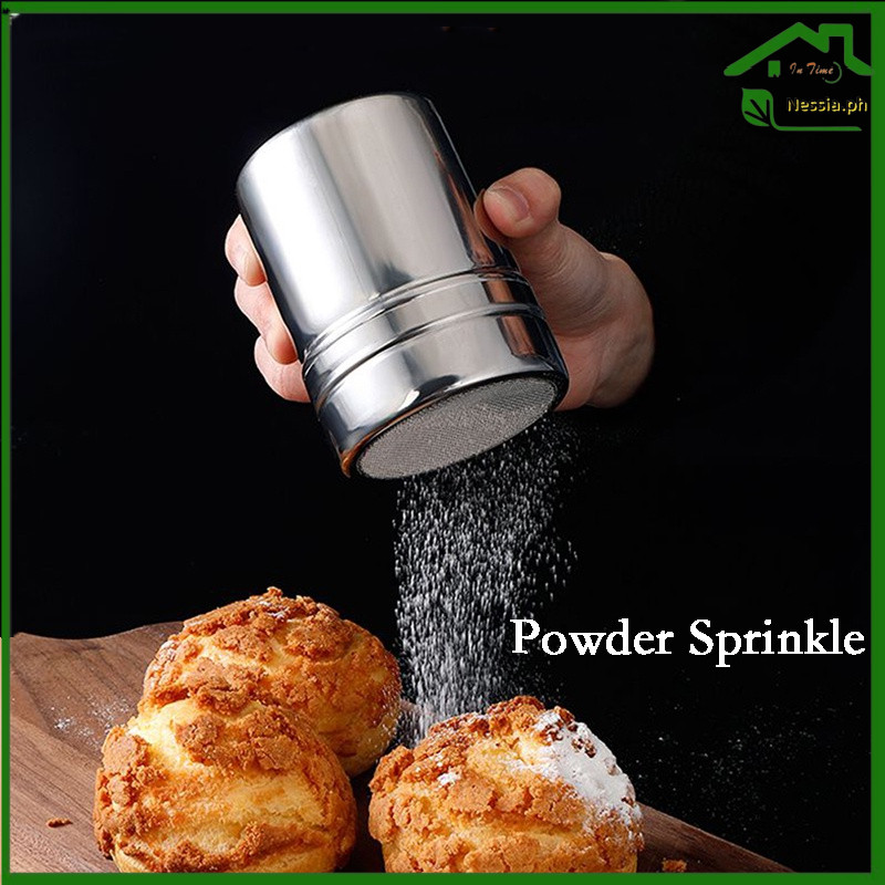 Powder Sugar Shaker with Lid Stainless Steel Powder Shaker Powder ...
