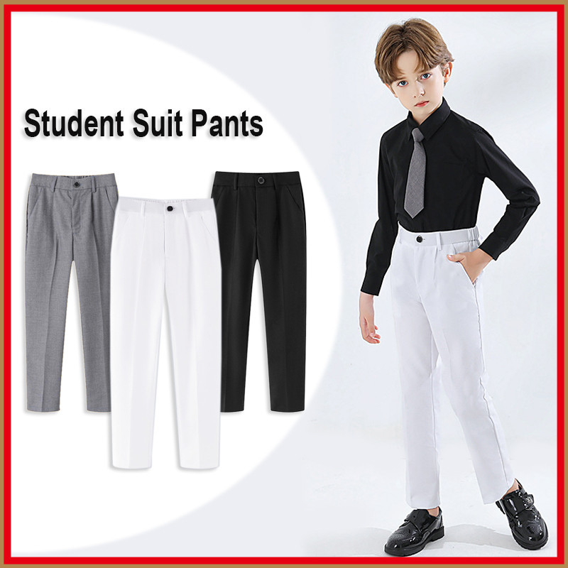 2-14Y White Slacks for Kids Boy Wedding Formal Suit Pants Trousers Boys ...
