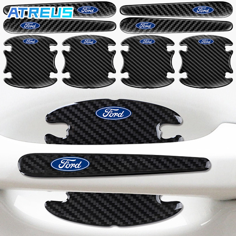 4/8Pcs Ford Car Door Handle Protector Carbon Fiber Texture Car Door ...