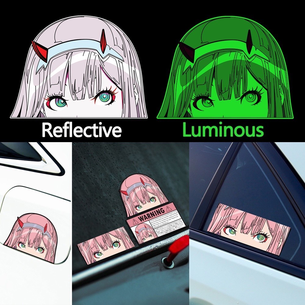 JDM Pink Anime Girl Eyes Car Sticker Reflective Helmet Motorcycle ...