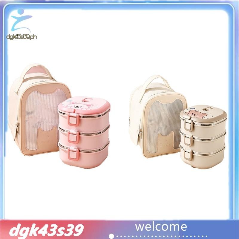 [Pretty] 304 Stainless Steel Insulated Lunch Box with Spoon Stacked ...