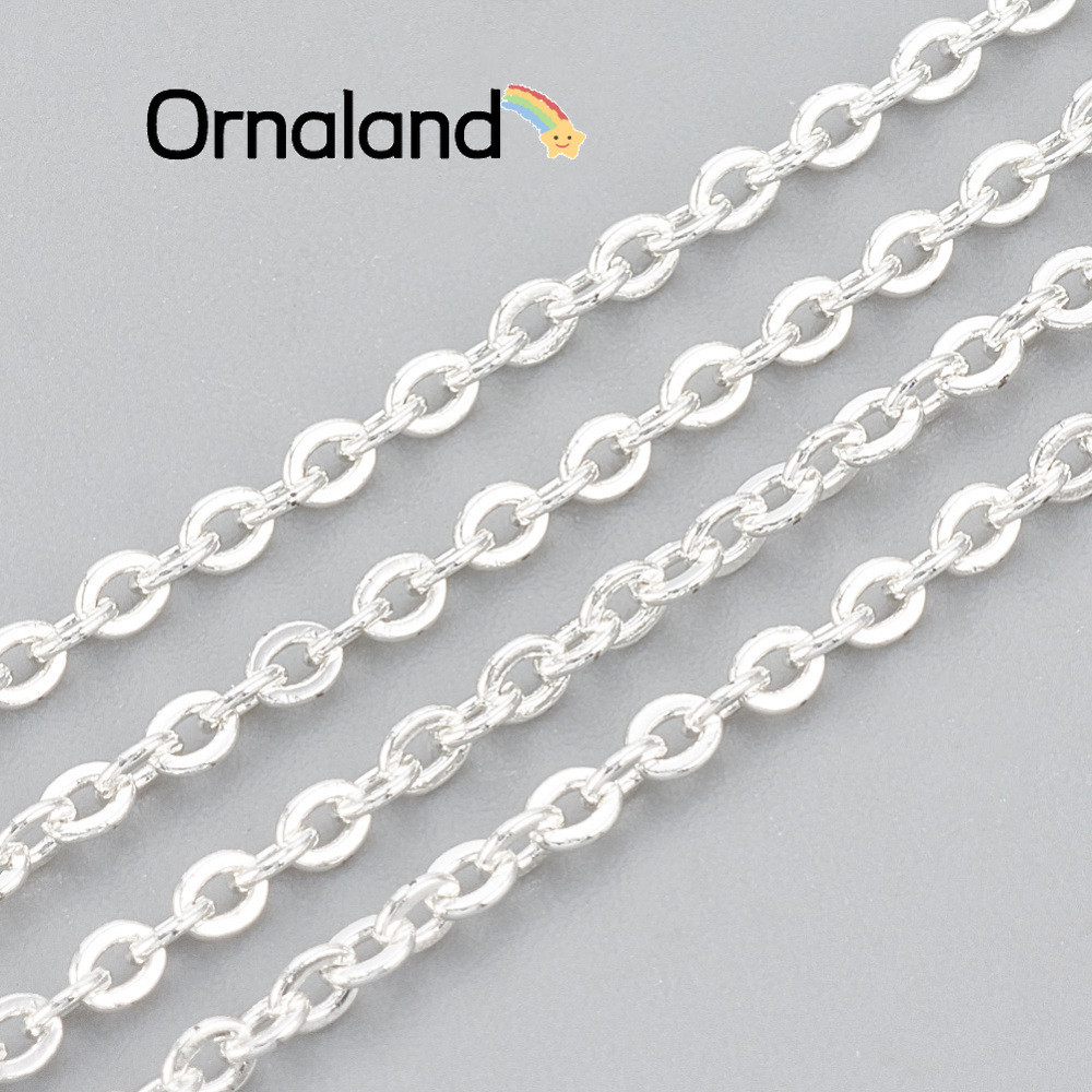 1m 3.28 Feet 304 Stainless Steel Cable Chains Soldered Flat Oval Silver ...