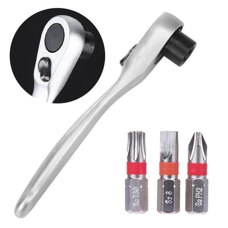 RQ＞Mini Portable 1/4“ Inch Torque Rachet Single-Ended Wrench Bits Set ...