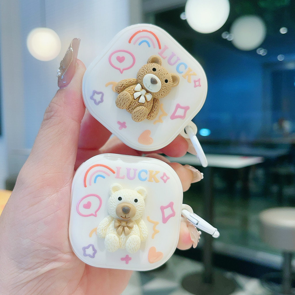 Cute cartoon Teddy bear with pendant Case for Samsung Galaxy Buds FE ...