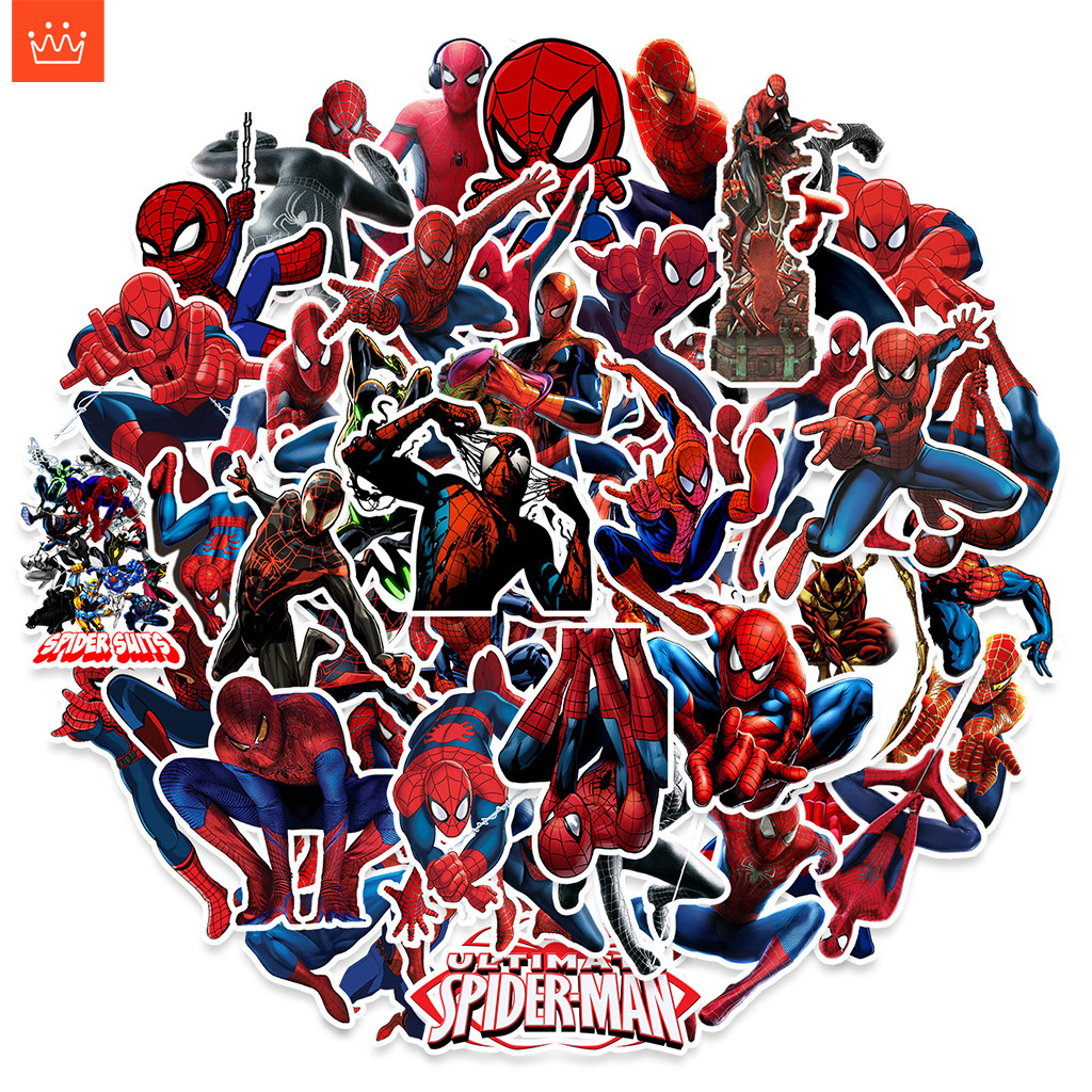 J· Spider-Man Stickers Set Cartoon Graffiti Waterproof Decals Pack, 50 ...