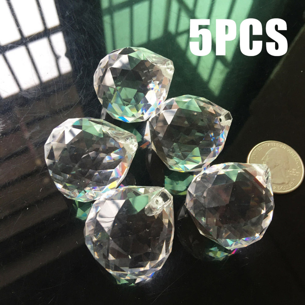 5Pc 30mm DIY Chandelier Crystal Ball Lamp Prism Suncatcher Feng Shui ...