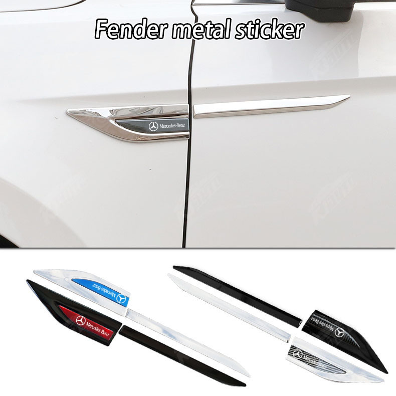 Mercedes Benz Metal Fender Side Label Stickers Badges Anti-scratch Wear ...