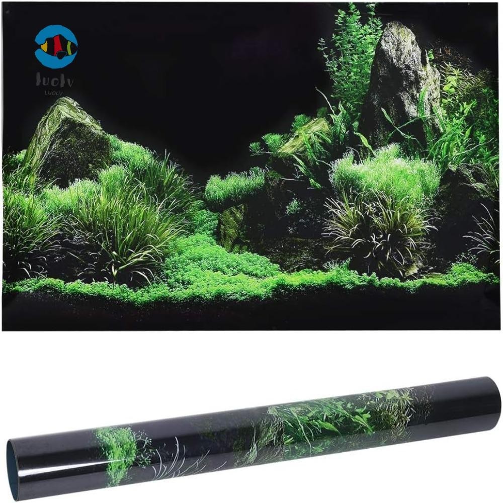 LUOLUVO Underwater Seaworld, PVC Self Adhesive Fish Tank Background ...