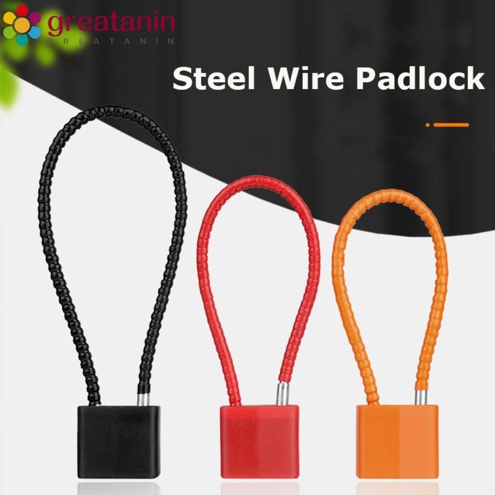 GREATANIN Steel Wire Padlock, with Keys Dormitory Cabinet Luggage Lock ...