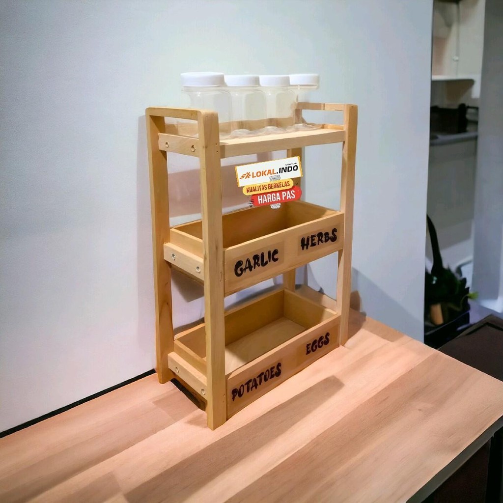 LOKAL KAYU Local LATEST MODEL Onion Rack Combination Wooden Kitchen ...