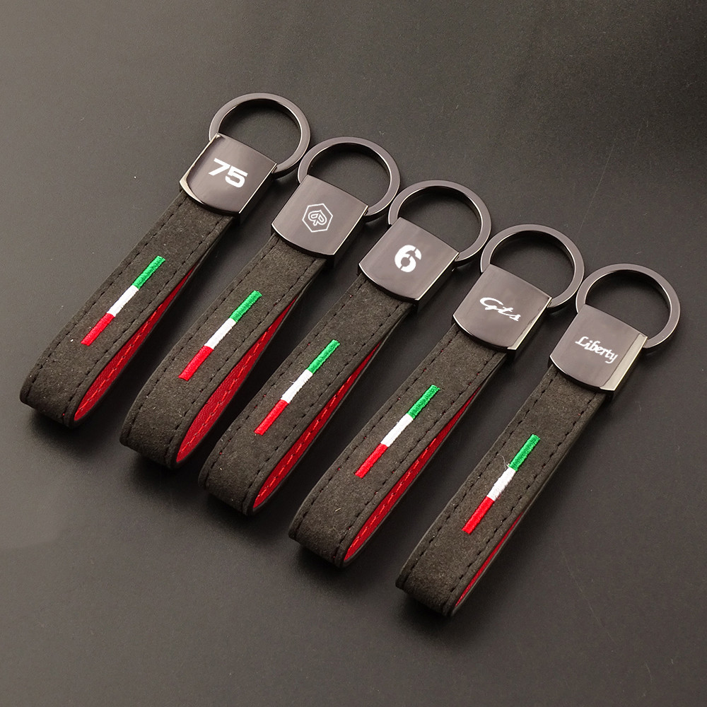 1PC Italy Flag Style Horseshoe Car key chain leather Keyring For Vespa ...