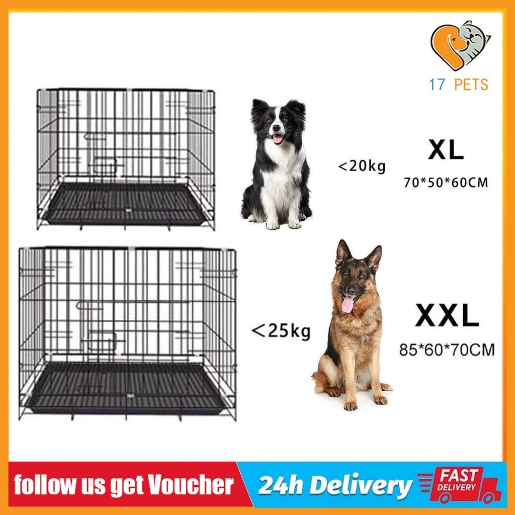 Dog Heavy Cage with Poop Tray Heavy Duty Pet Collapsible Cage Foldable ...