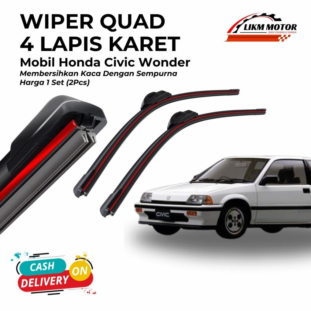 Honda Civic Wonder Quad Wiper 4 Layers Rubber Blade 1 Set Left and ...