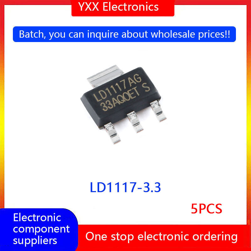 5PCS original genuine LD1117-3.3 SOT-223 1A low-voltage differential ...
