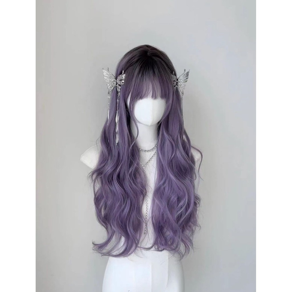 [Wisteria Flower] Wig Female Long Hair Purple Full Headgear Style cos ...