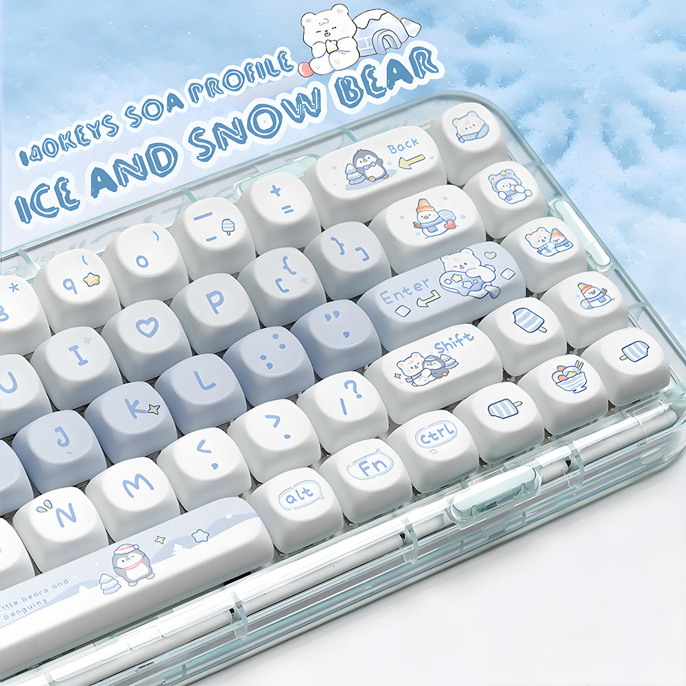 PBT Keycaps-Ice Snow Bear 140keys/set SOA Profile Keycaps Dye ...
