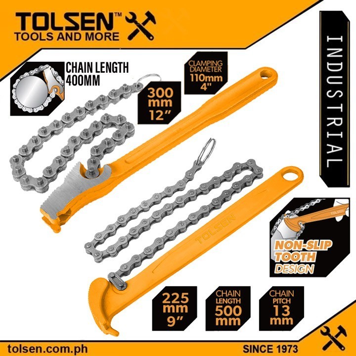 Tolsen Industrial Grade Chain Wrench Oil Filter Remover (9" | 12") Non ...