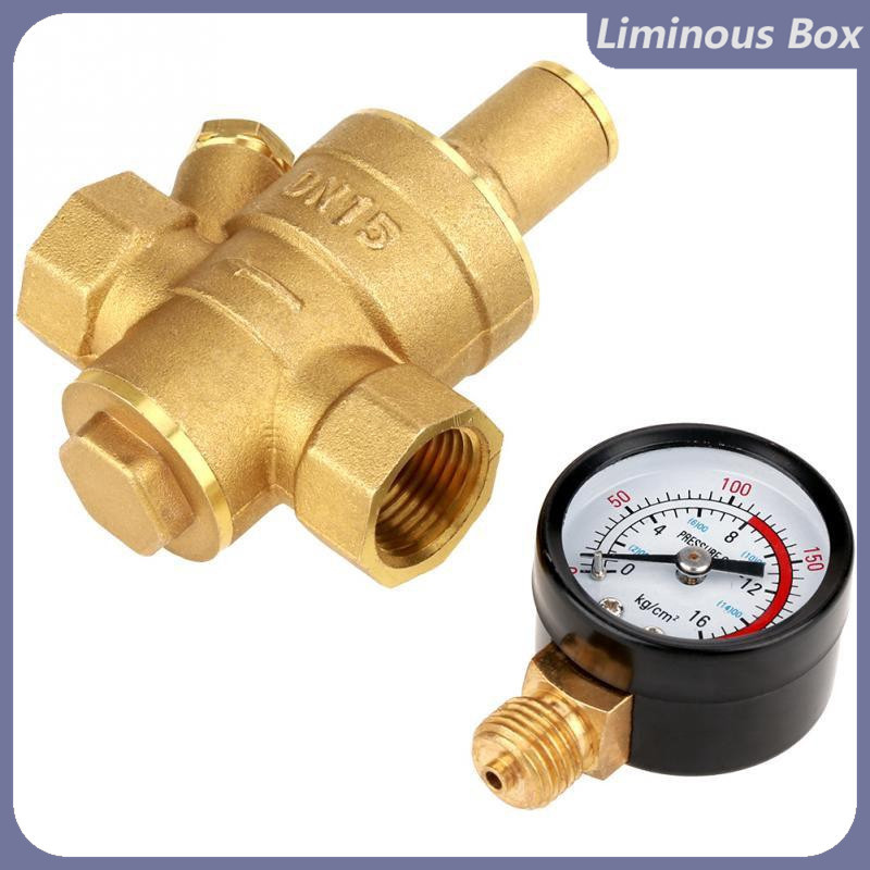 DN15 DN20 Brass Adjustable Water Pressure Regulator Valve With Gauge Meter Water Pressure ...