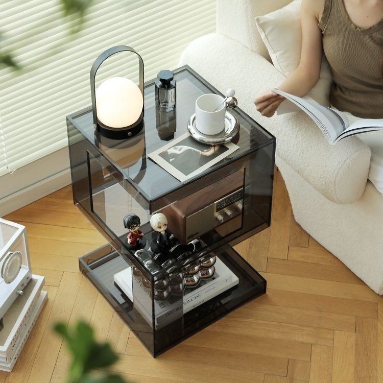 Acrylic Sofa Side Table Creative Corner Table Living Room Coffee Table ...