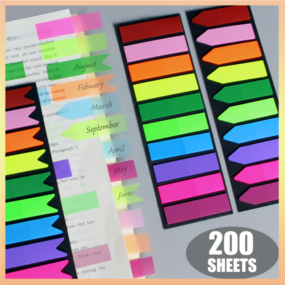 200 Sheets Posted It Transparent Sticky Notes Tab Self-Adhesive Kawaii ...