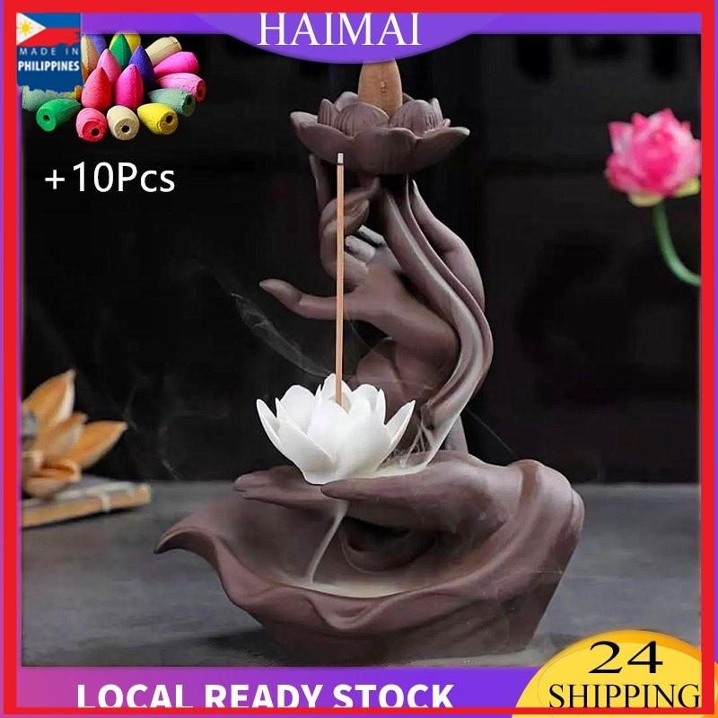 【HF】Incense Burner Bergamot Lotus Insense Burner（free +10 Incense ...