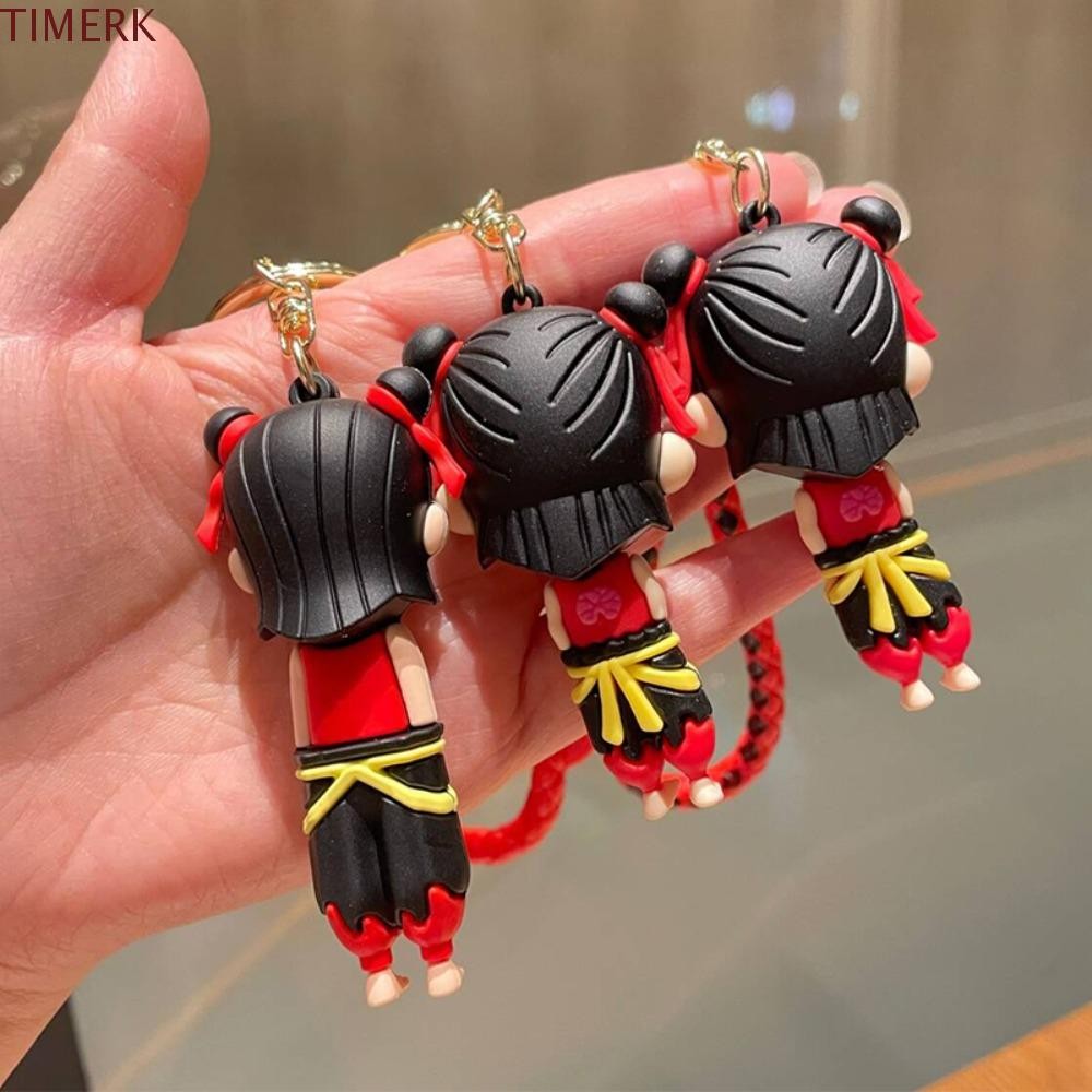 TIMERK Ne Zha Doll Keychain, Kawaii Silica Gel Expression NeZha Doll ...