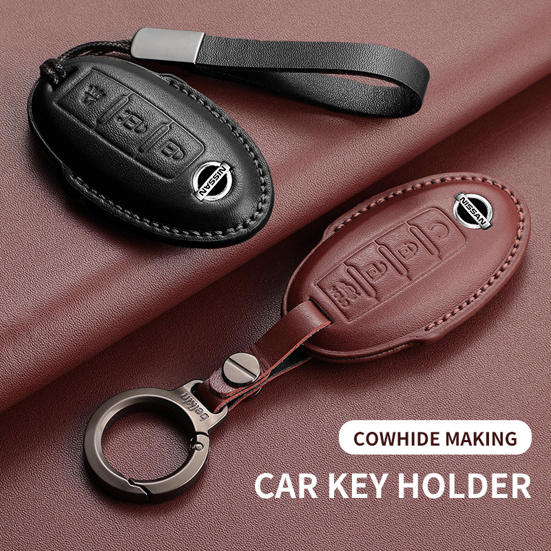 leather Car Key Case Holder Shell Chain For For Nissan Rogue XTrail T32 ...