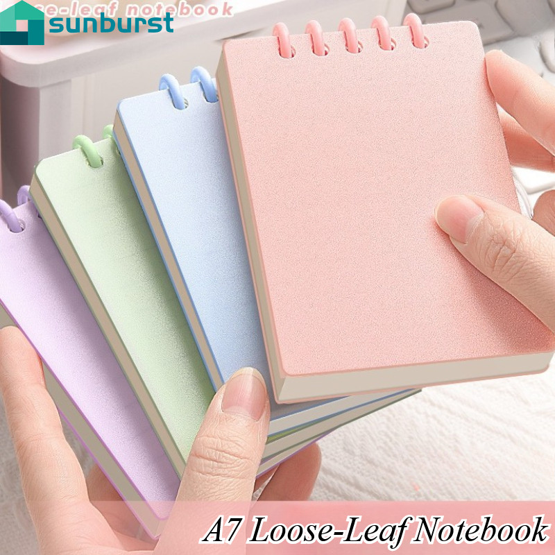 1/2 Book A7 Solid Color Loose-Leaf Notebook - Student Portable Pocket ...