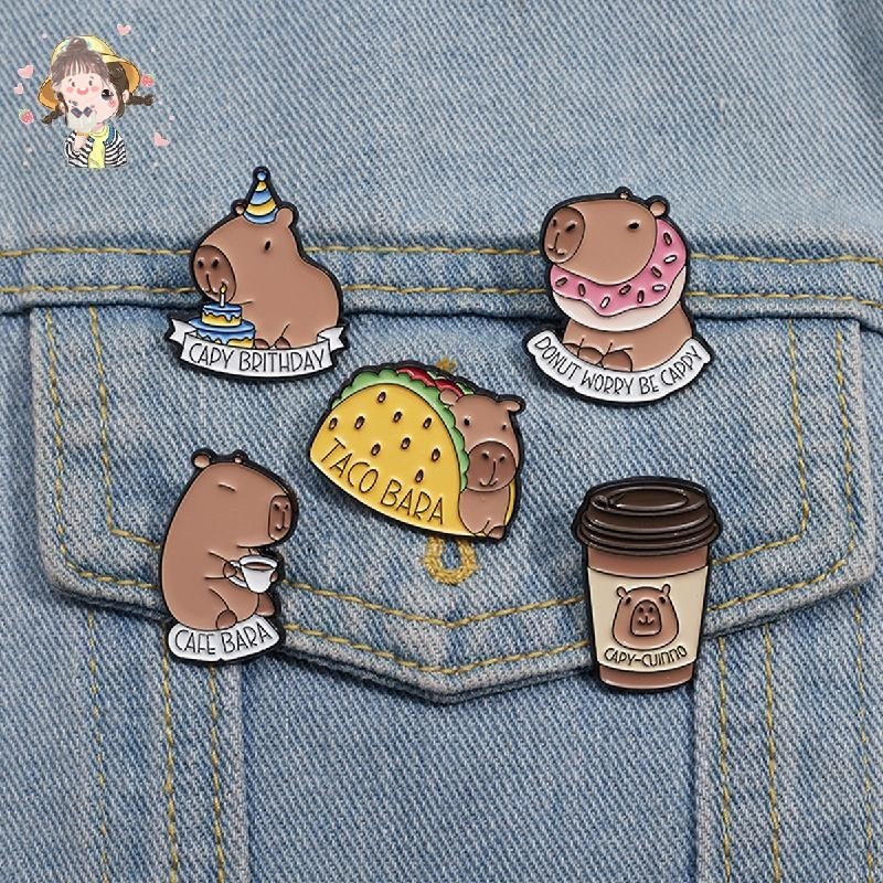Cute Capybara Brooch Custom Badge Cartoon Animal Jewelry | Shopee ...