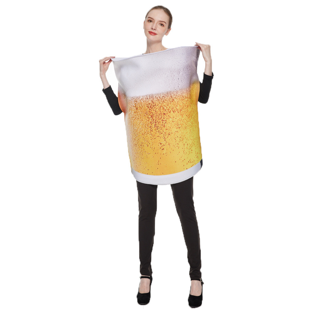 Adult Funny 3D Print Beer Costumes Halloween Beer-glass Men Women ...